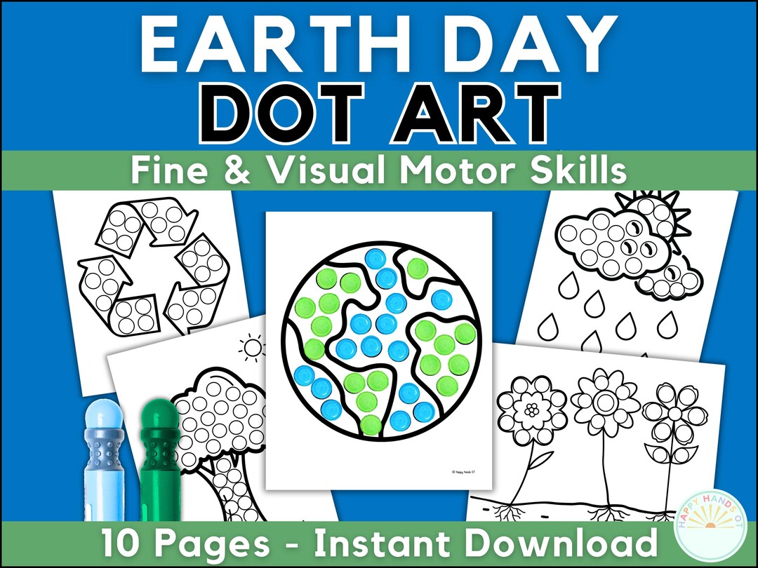 Earth Day Dot Art Printable Earth Day Coloring Pages Earth Day Kids ...
