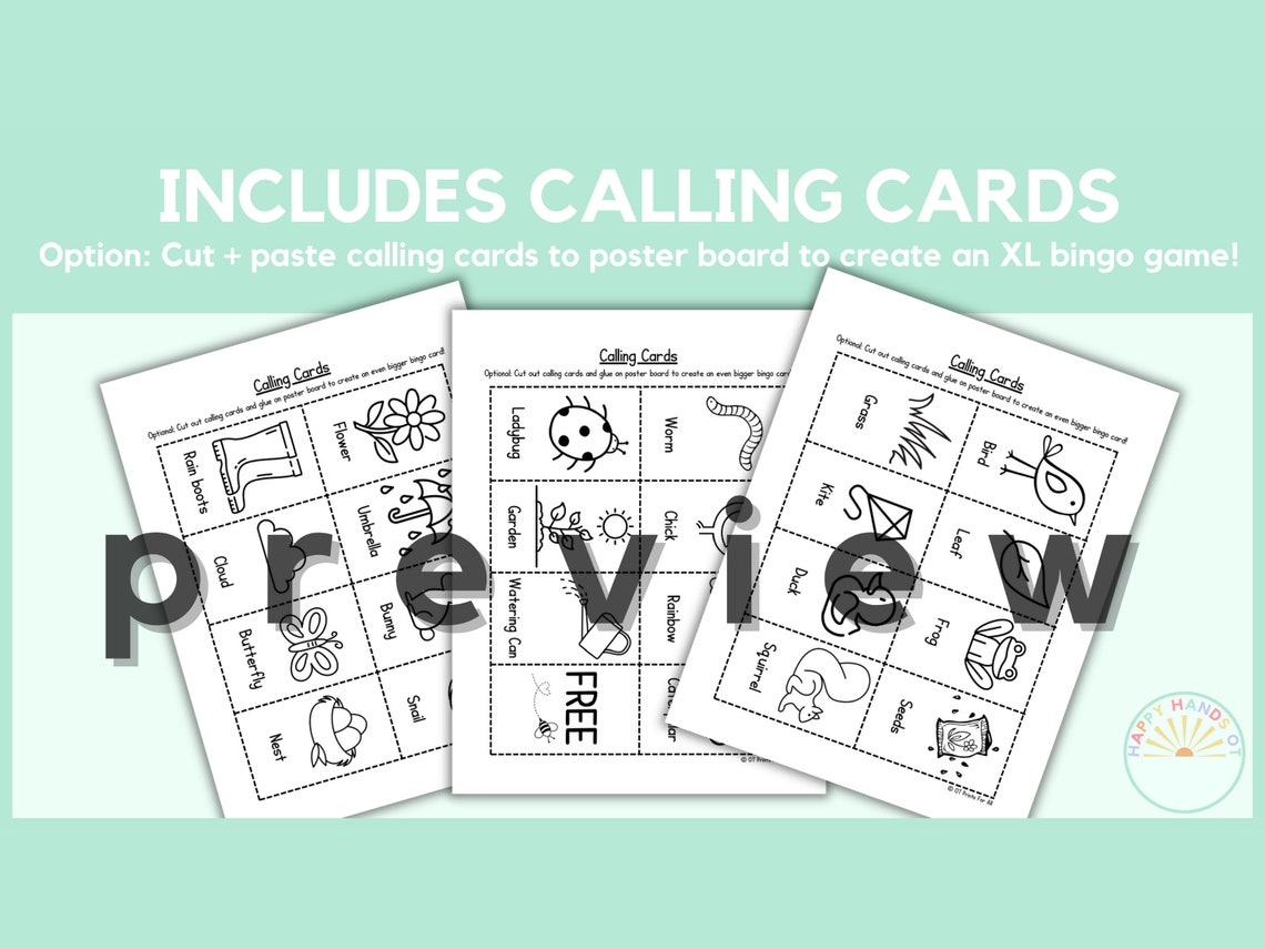 Spring Bingo Cards Make Your Own Bingo Game Spring March Activities Cut ...