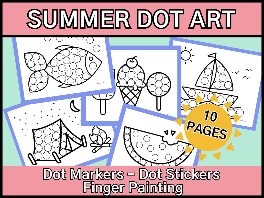 Summer Dot Art Printable Preschool Summer Worksheets for Kids Summer ...