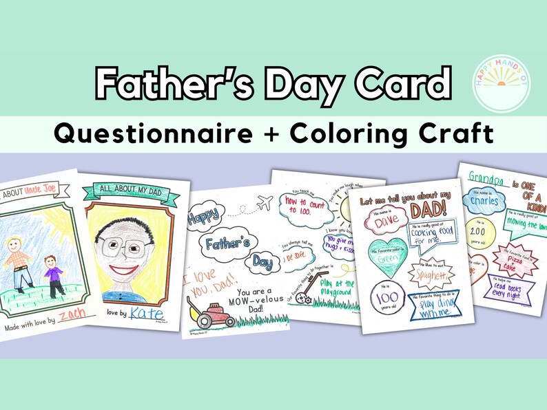 All About My Dad Fathers Day Questionnaire for Kids DIY Gift for Dad ...