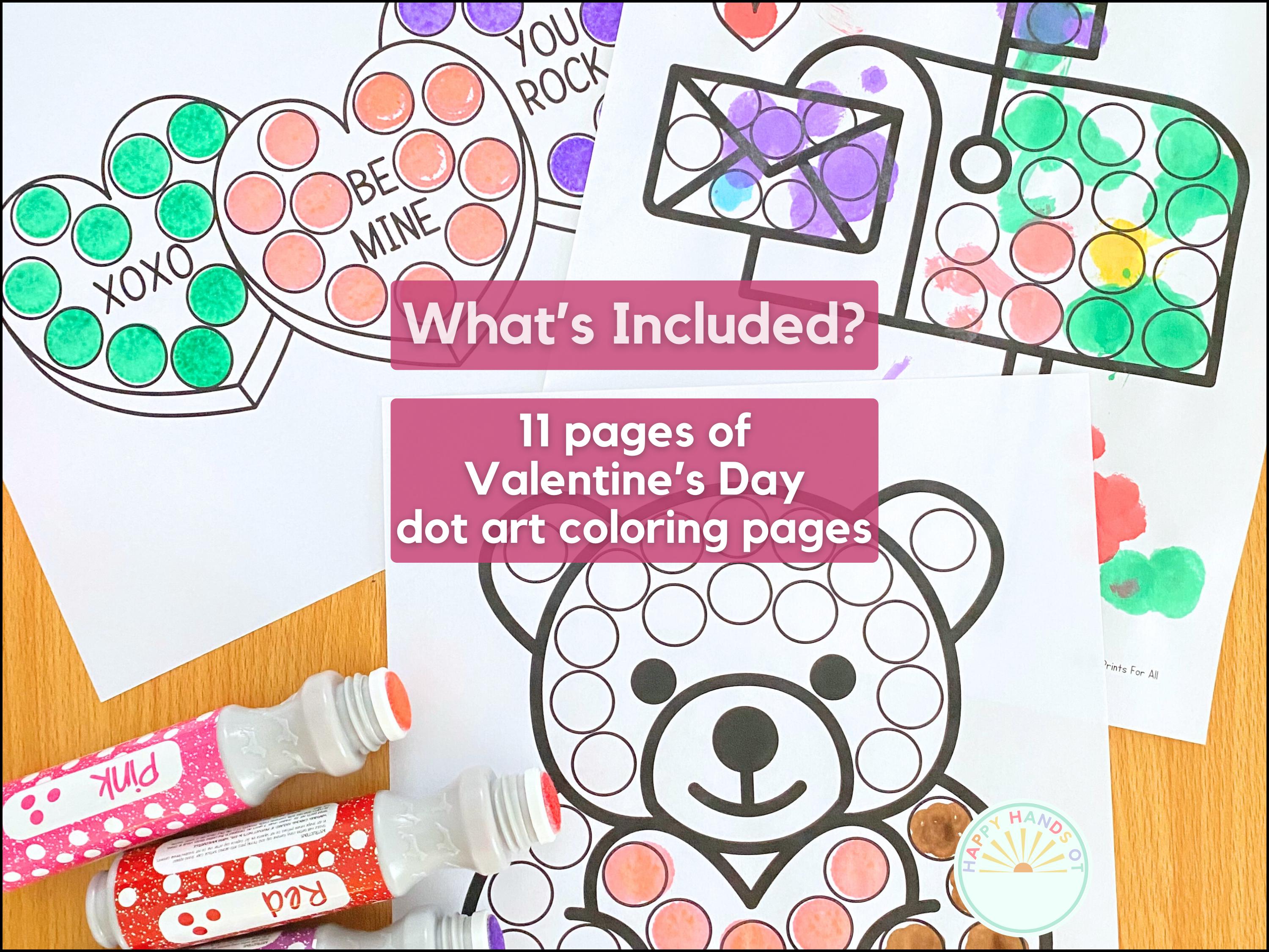 Valentines Day Dot Art Printable Preschool Valentines Worksheets for ...