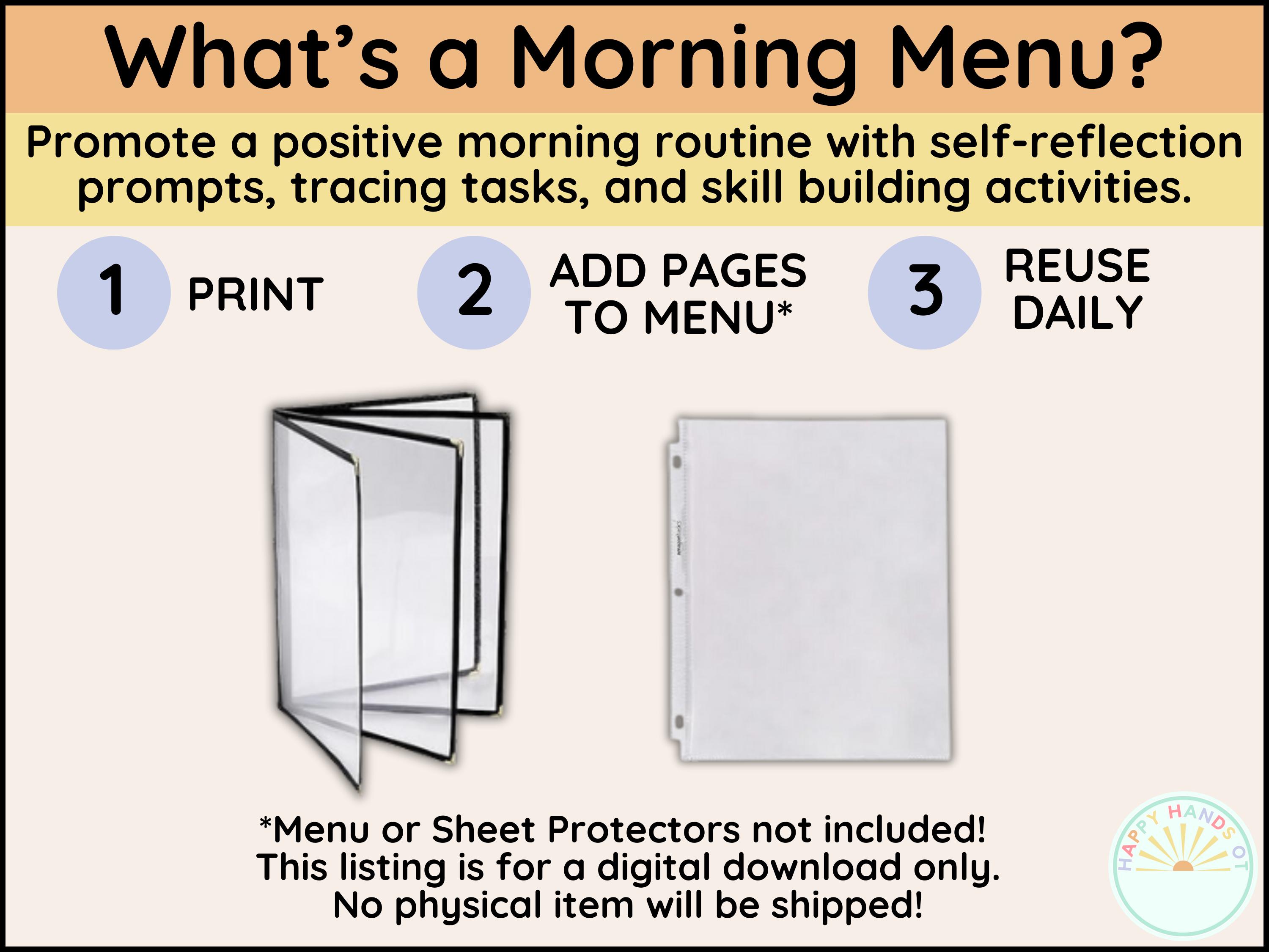 Fall Pre K Morning Menu Preschool Simple Homeschool Morning Menu Pages ...