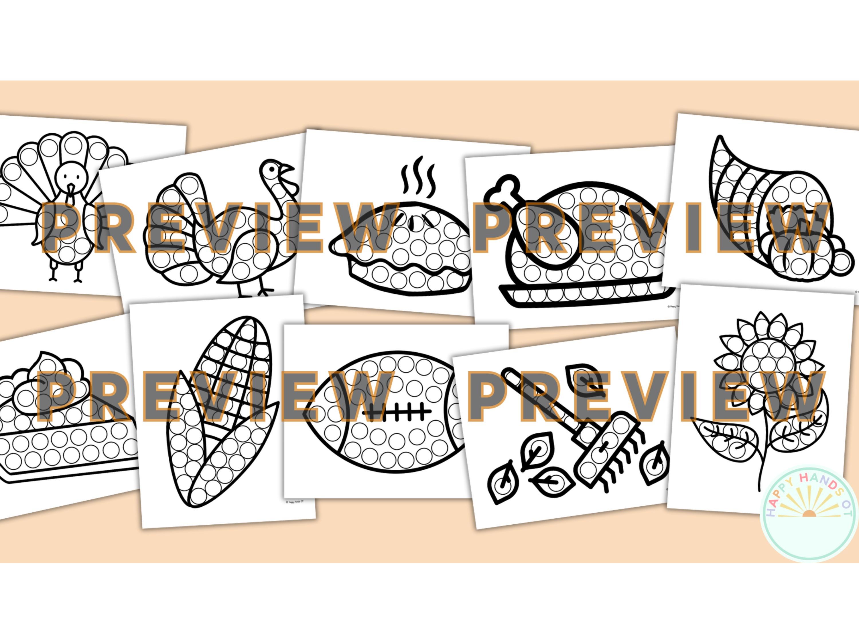 Thanksgiving Dot Art November No Prep Thanksgiving Dot Marker Turkey ...