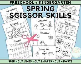 Spring Cut and Paste Puzzles Scissor Skill Preschool Worksheets for ...