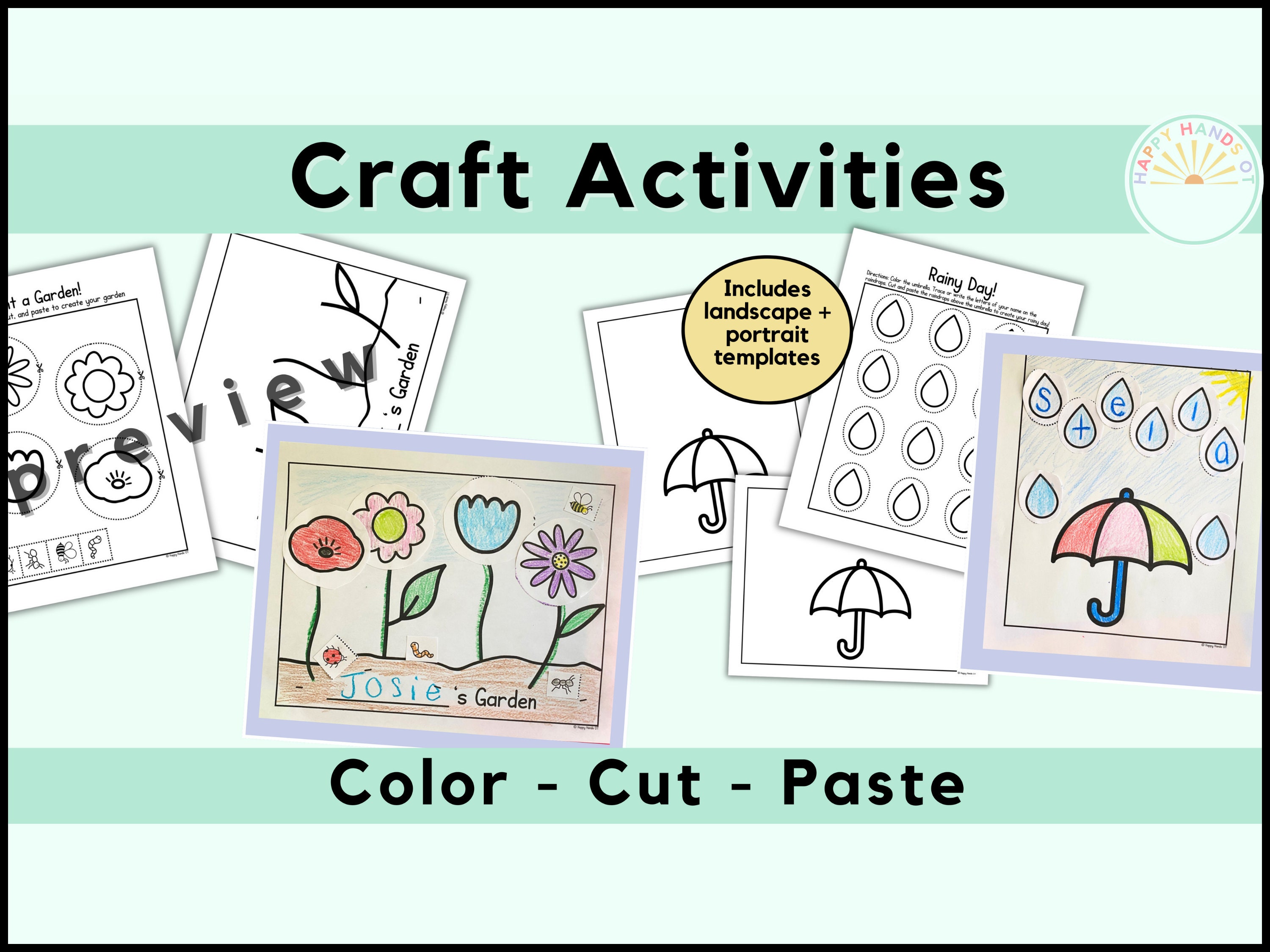Spring Scissor Skill Preschool Worksheets for Kids Cut and Paste Pre K ...