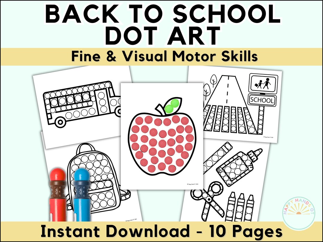 Back to School Coloring Fall Dot Marker First Day of School Coloring ...