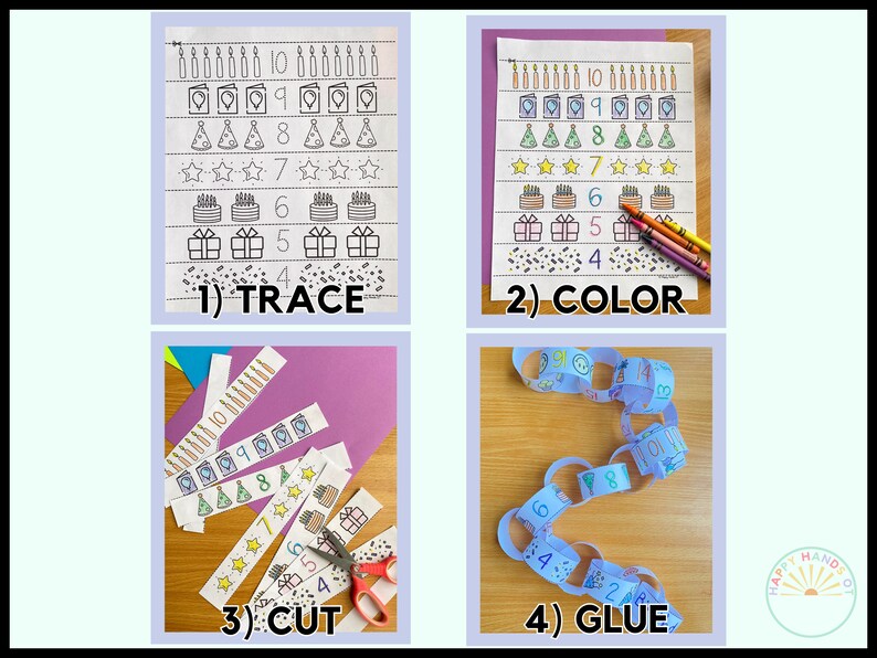 Birthday Countdown Paper Chain Craft Printable Countdown Birthday ...