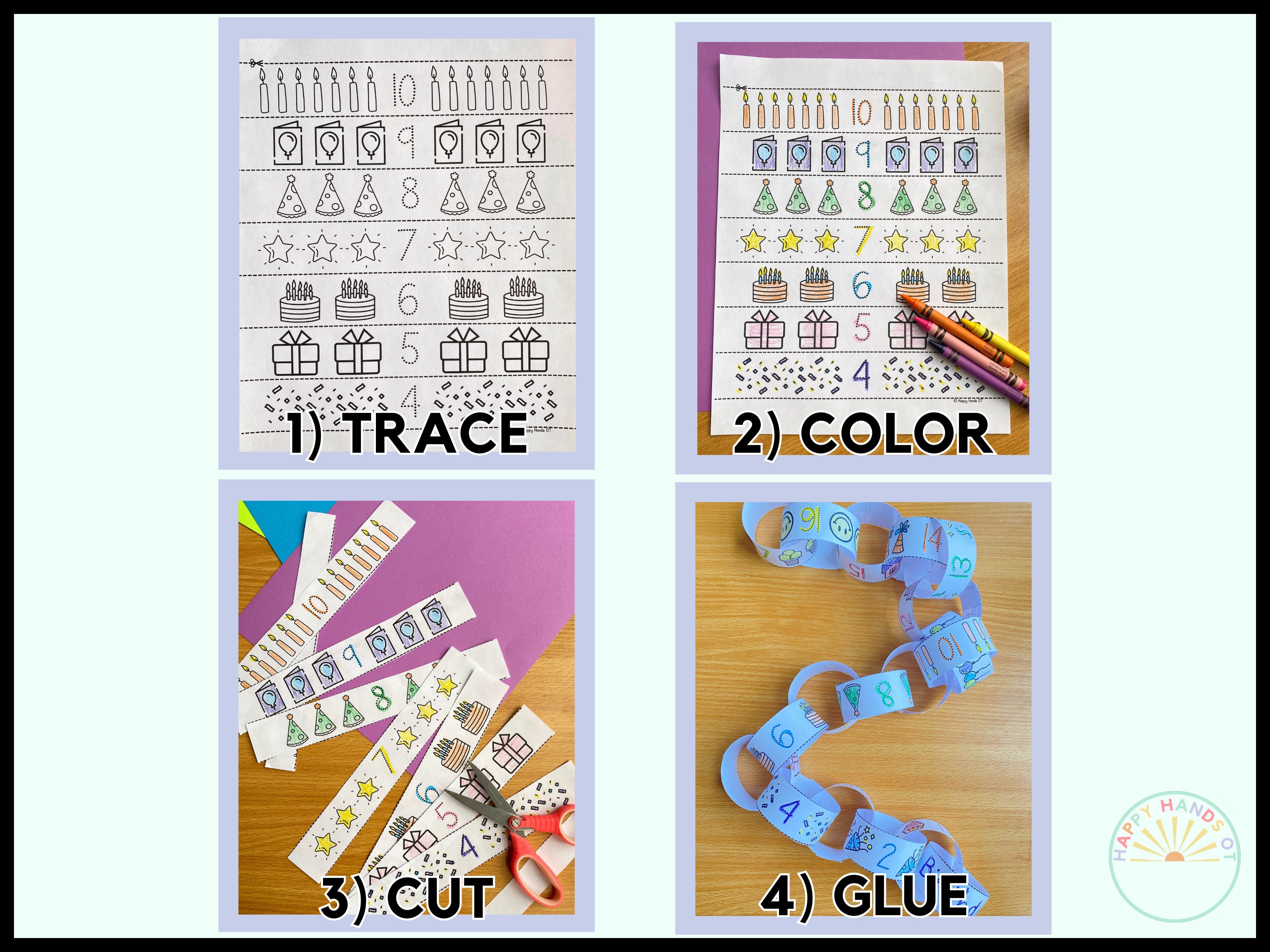 Birthday Countdown Paper Chain Craft Printable Countdown Birthday ...