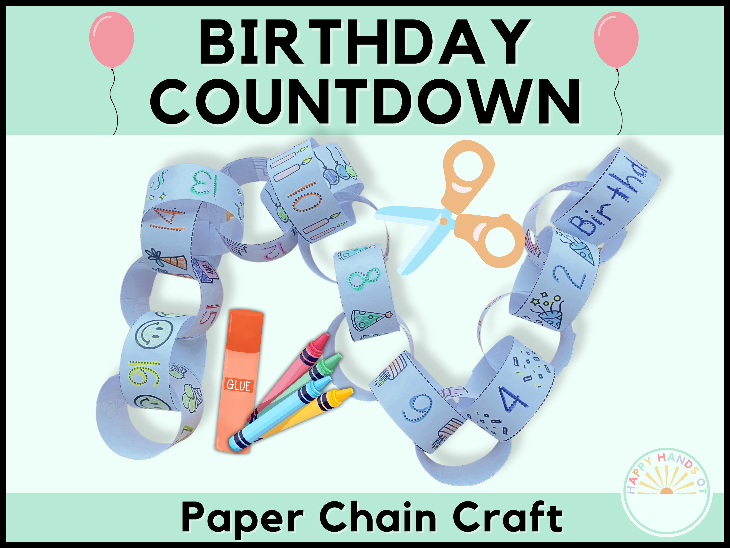Birthday Countdown Paper Chain Craft Printable Countdown Birthday ...