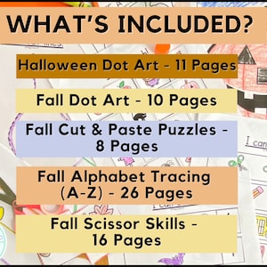 PRINTABLE BUNDLE - Fall Dot Marker Preschool Worksheets Occupational ...