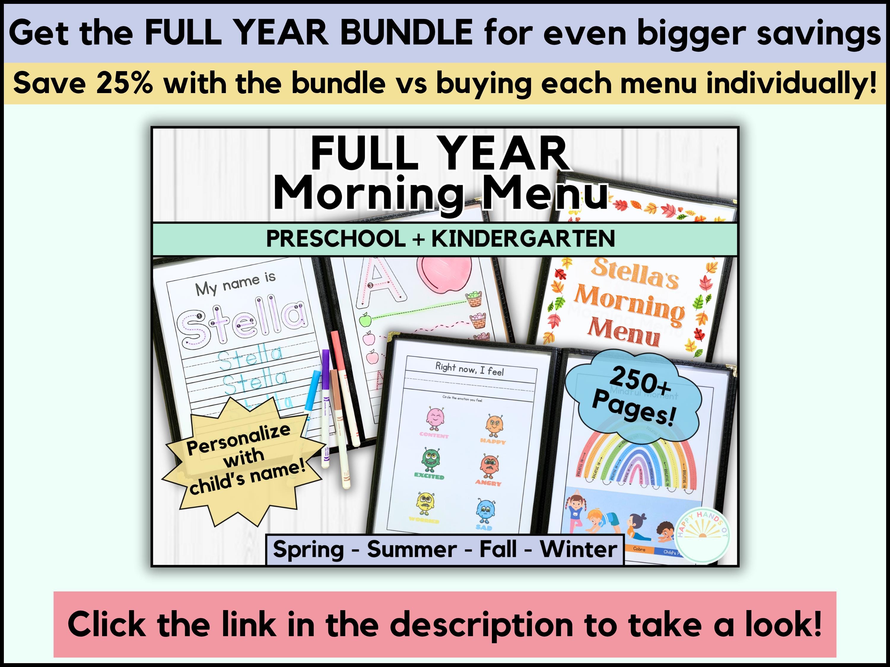 Winter Pre K Morning Menu Preschool Personalized Name Tracing ...