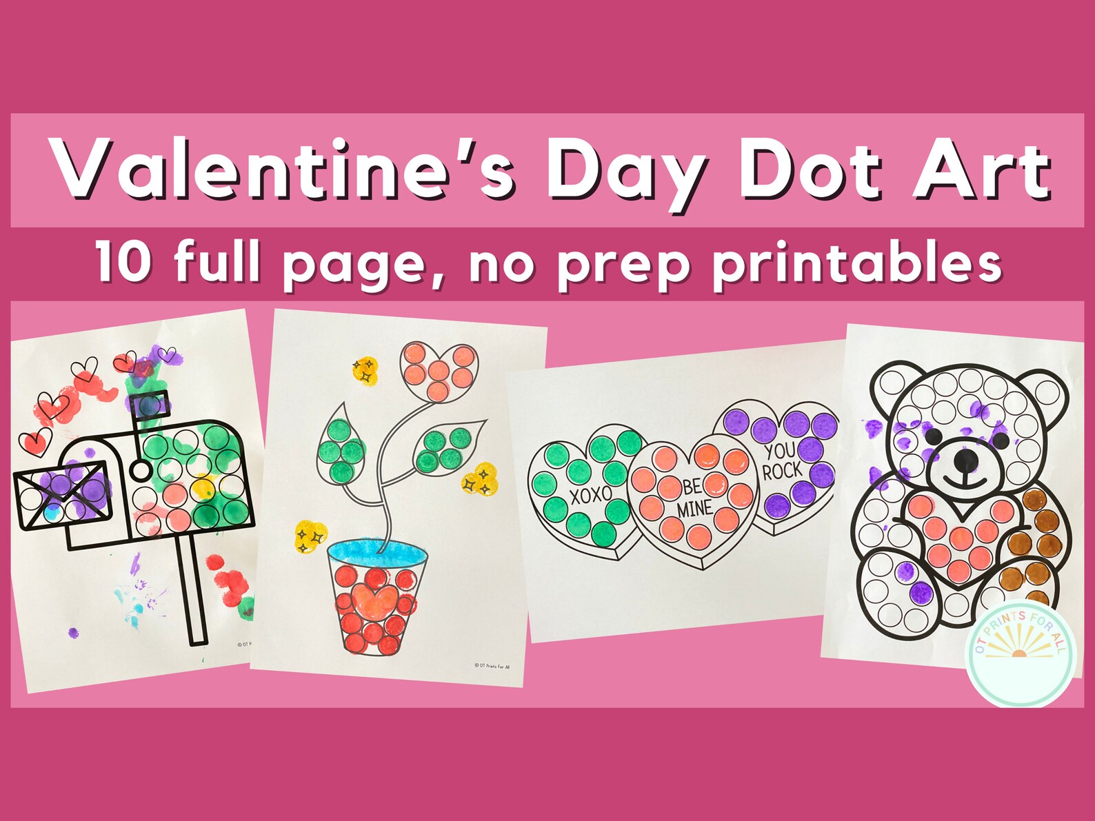 Valentines Day Dot Art Printable Preschool Valentines Worksheets for ...