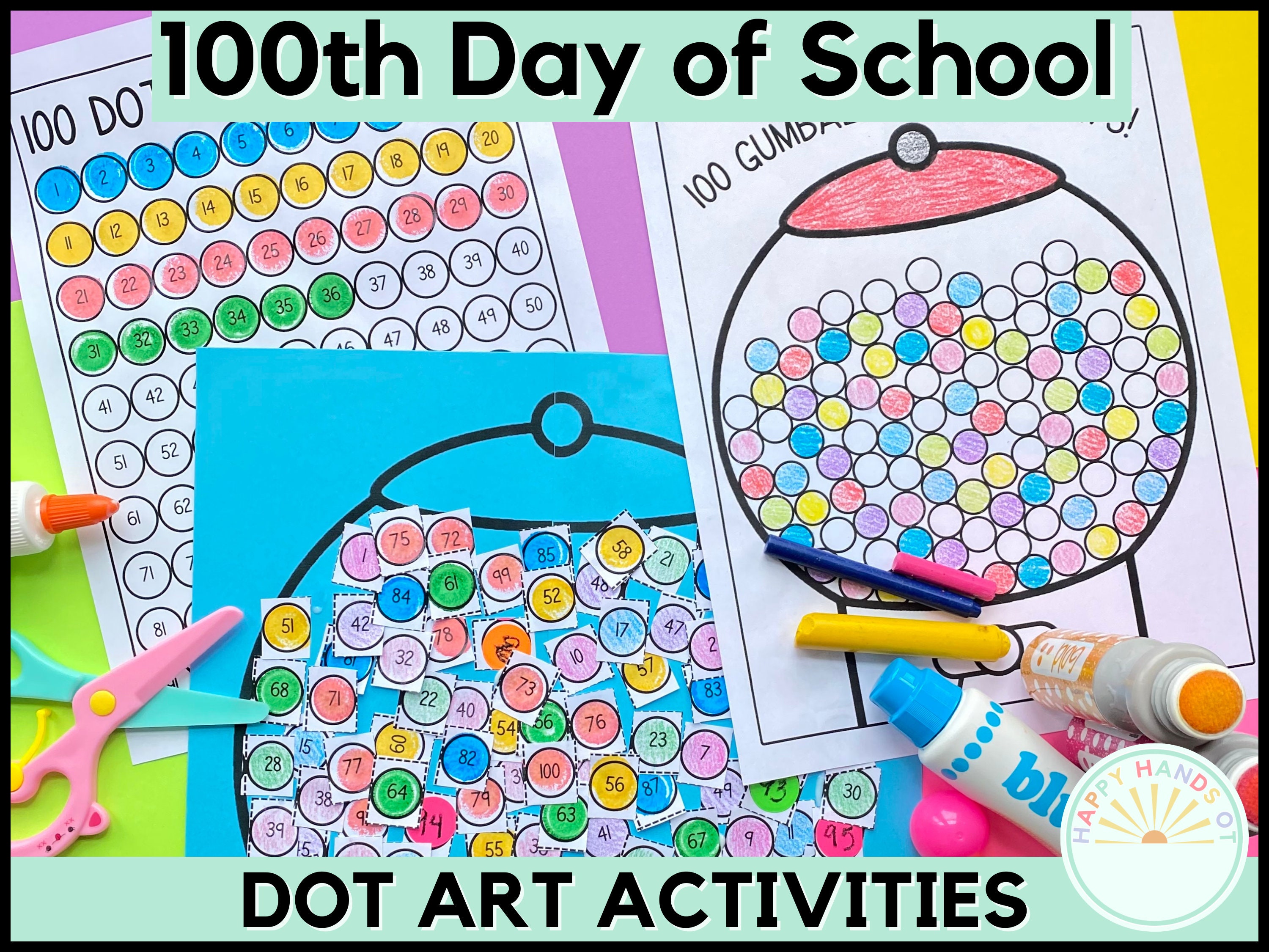 100th Day of School Gumball Craft 100 Days Celebration Printable ...