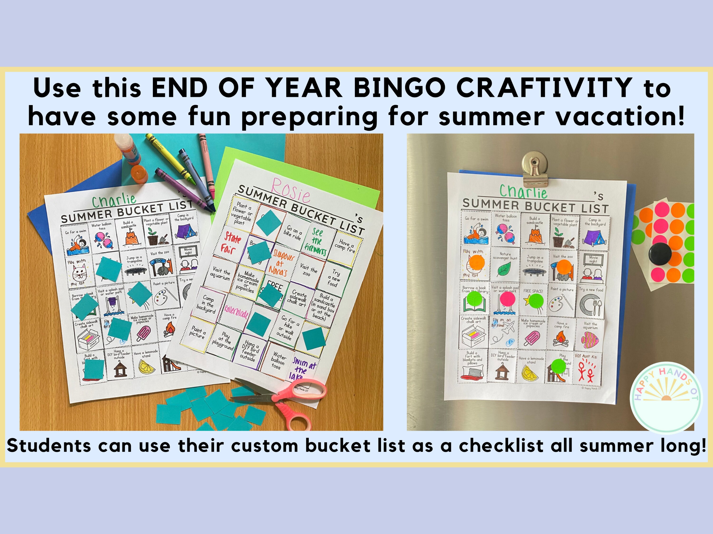 Summer Bingo Bucket List Template Scissor Skill Summer Bucket List ...