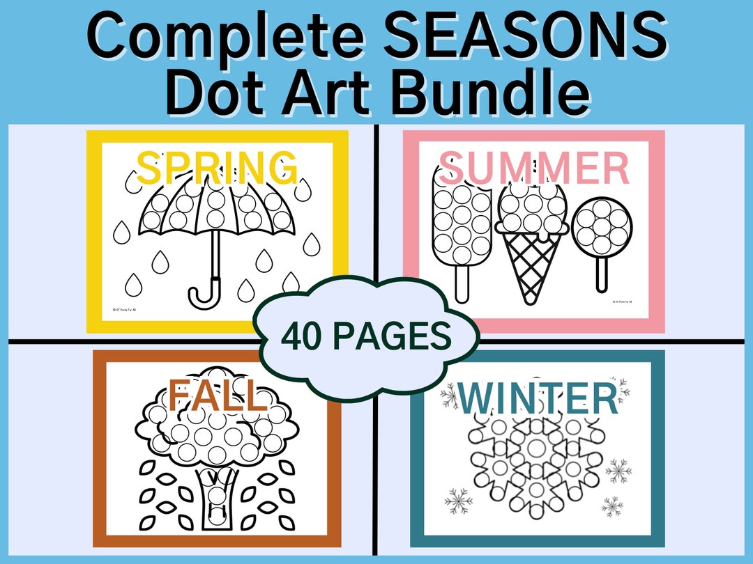 BUNDLE 4 Seasons Dot Art Preschool Worksheets for Kids With Spring ...