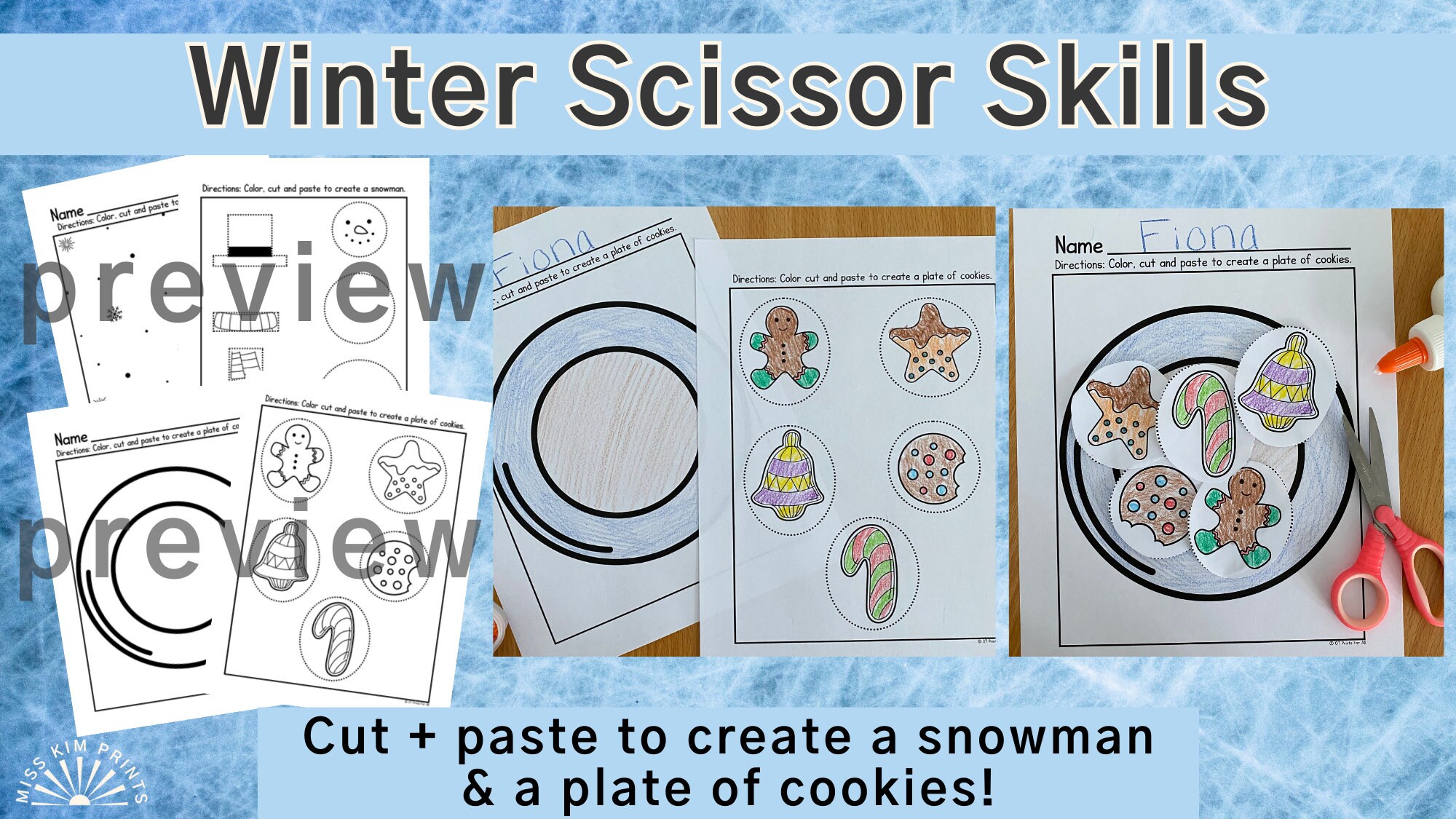 Winter Preschool Fine Motor Cutting Worksheets Winter Preschool ...