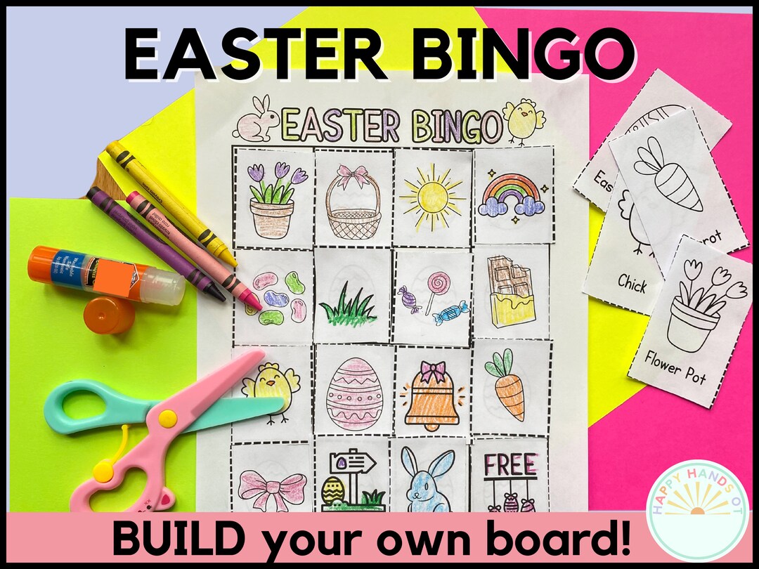 Easter Bingo Cut and Paste Worksheets for Kids Easter Coloring Scissor ...