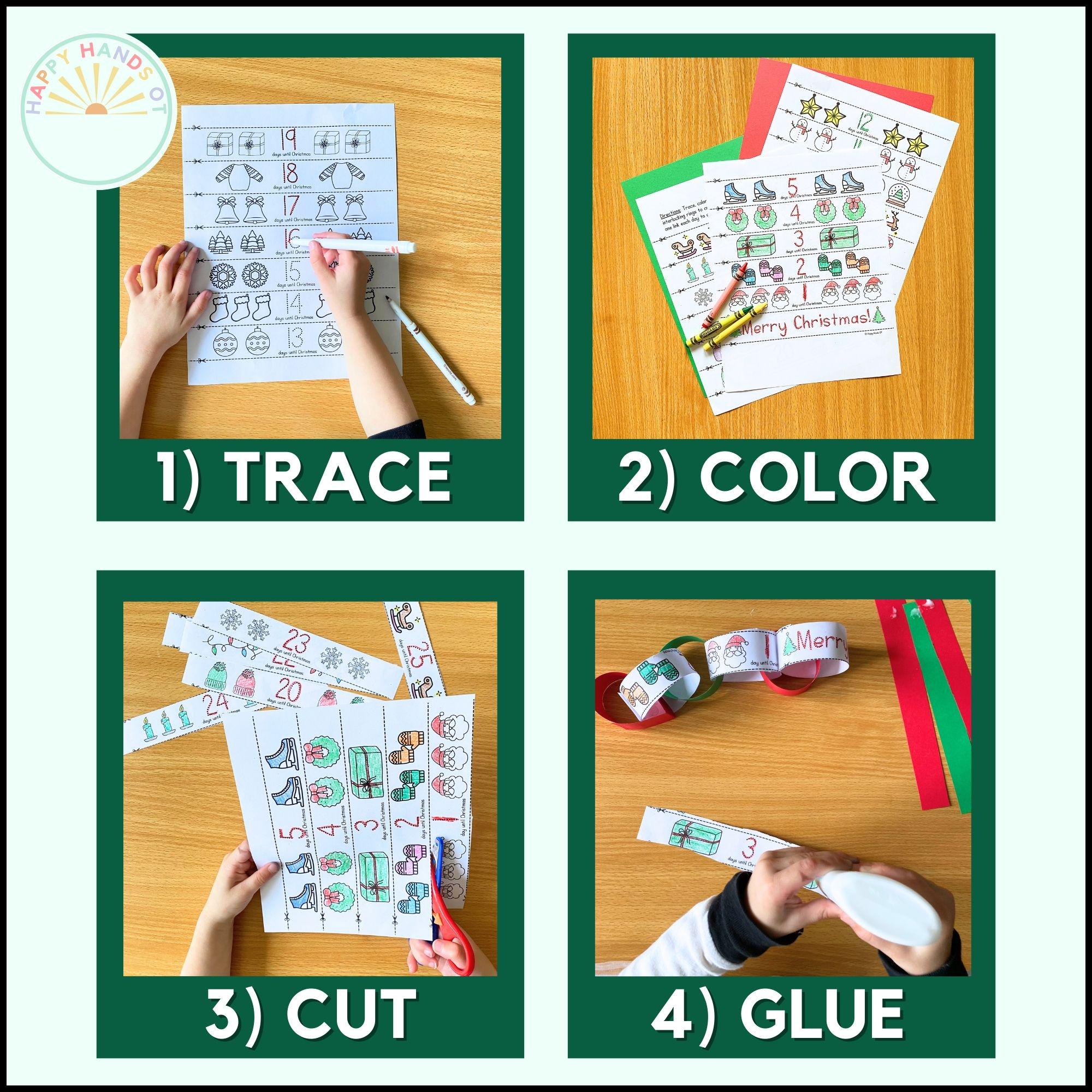 Christmas Countdown Paper Chain Garland Preschool Christmas Printables ...
