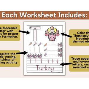 Thanksgiving ABC Tracing Worksheets Letter Tracing Pre K Worksheets ...