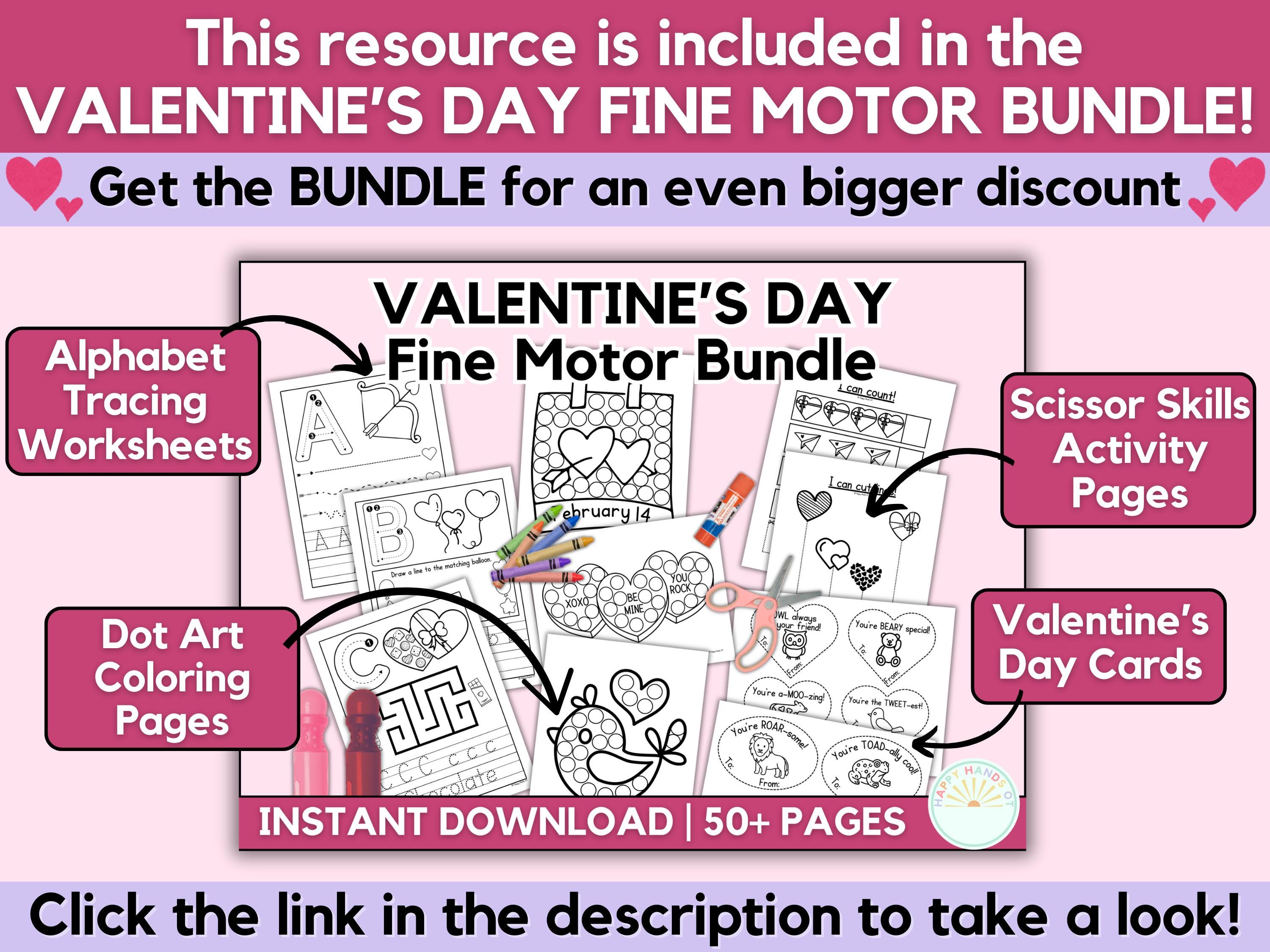 Valentines Day Preschool Worksheets for Kids Scissor Skill Winter ...