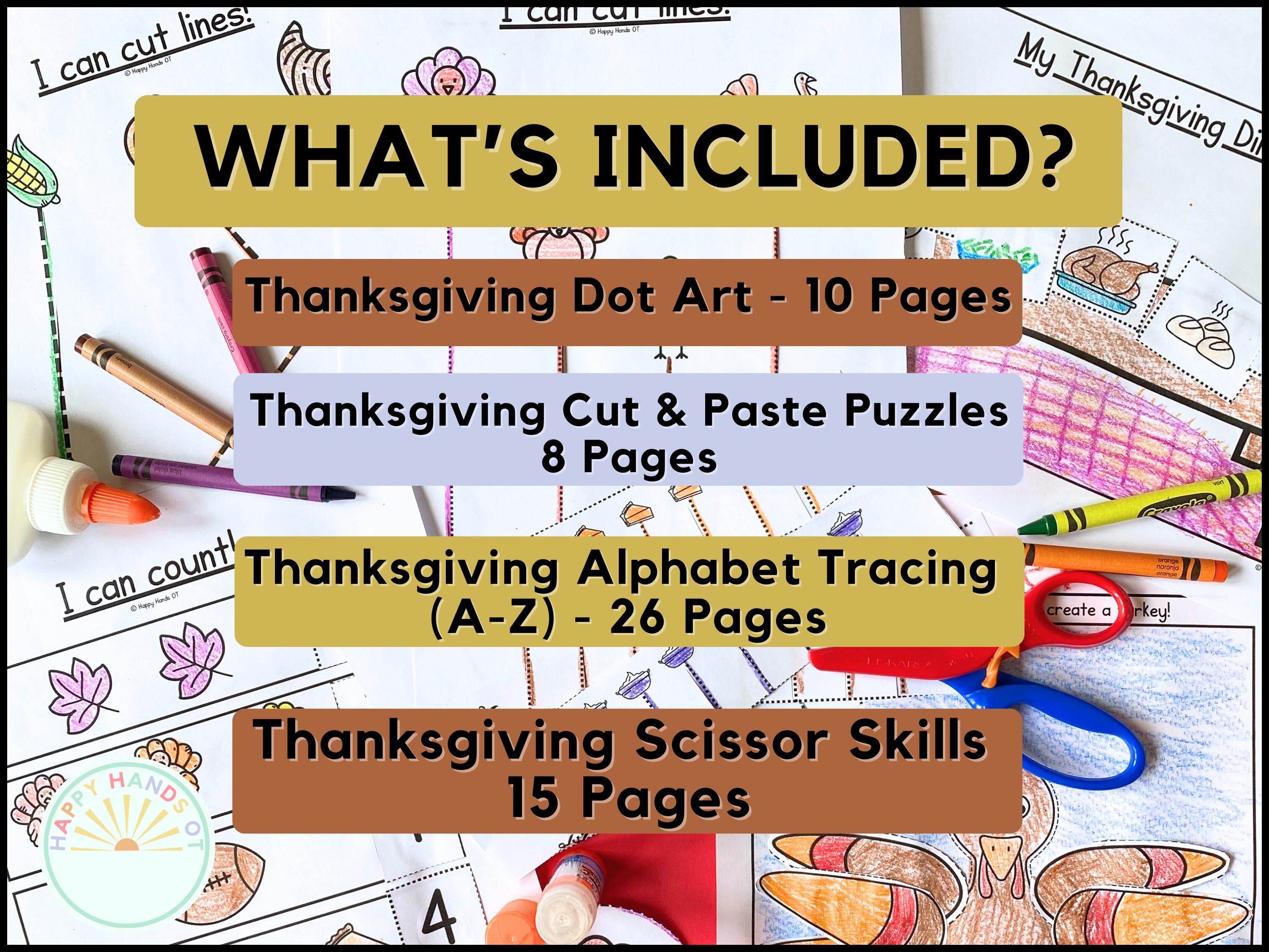 PRINTABLE BUNDLE: Thanksgiving Preschool Fine Motor Scissor Skills ABC ...