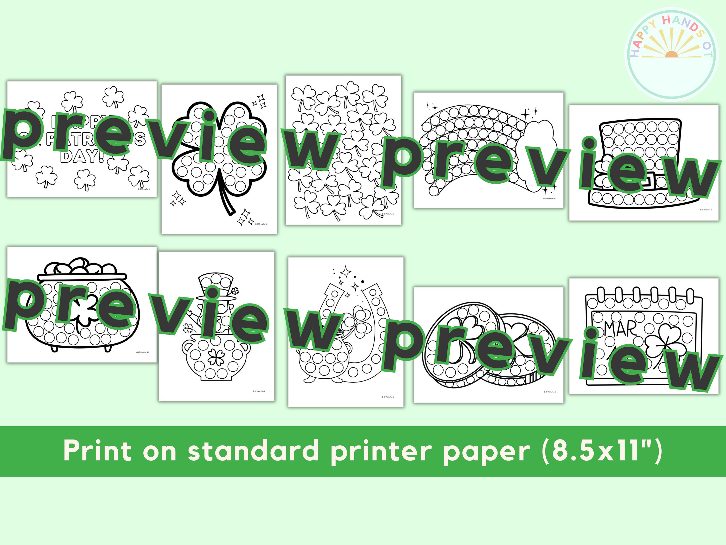 St Patricks Day Dot Art Preschool Worksheets for Kids Dot Marker ...