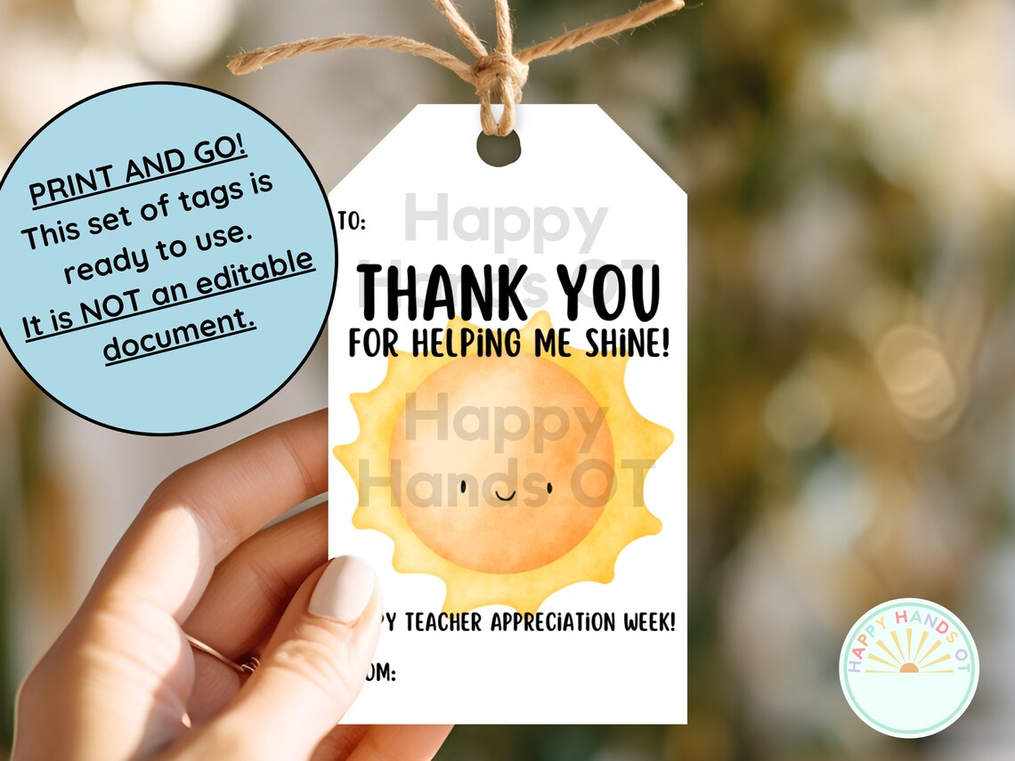 Printable Gift Tags for Teacher Appreciation Week Instant Download ...