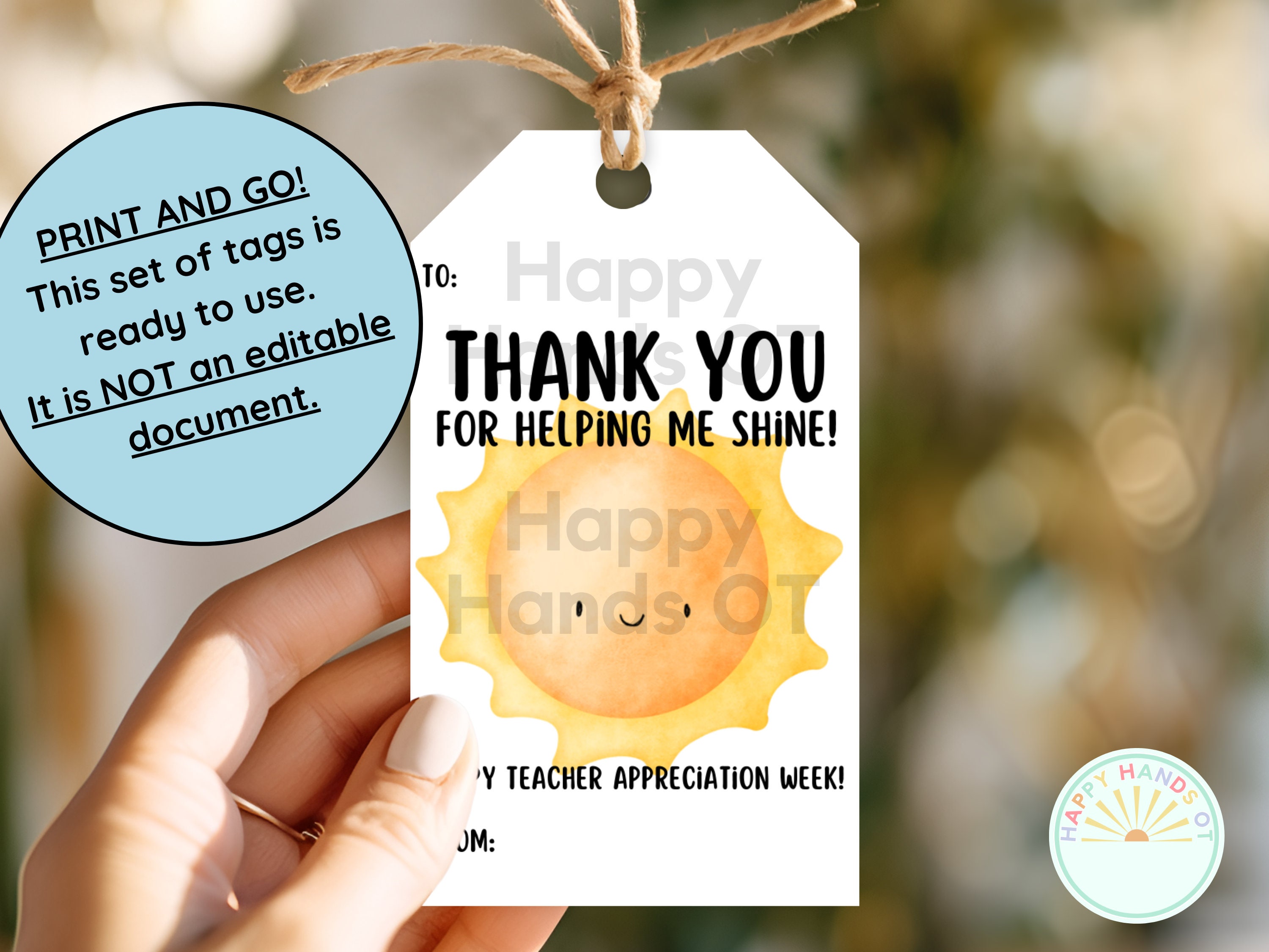 Printable Gift Tags for Teacher Appreciation Week Instant Download ...