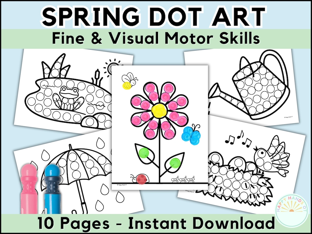 Spring Dot Art Printable Preschool Spring Worksheets for Kids Classroom ...