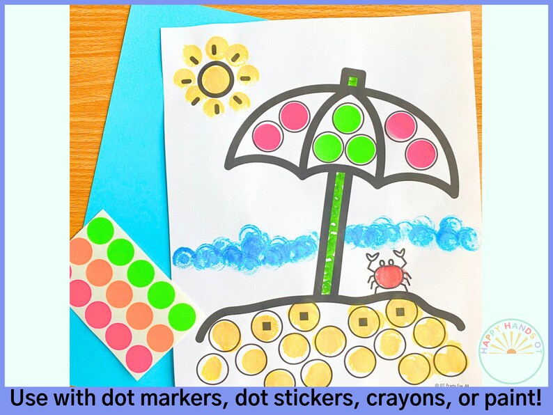 Summer Dot Art Printable Preschool Summer Worksheets for Kids Summer ...