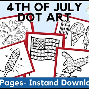 4th of July Coloring Prek Worksheets for Kids Dot Marker Toddler Flag ...