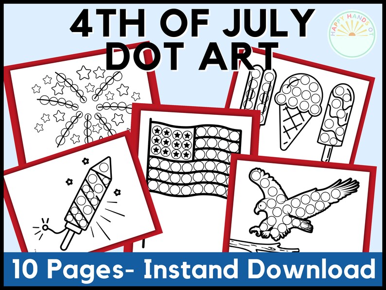 4th of July Coloring Prek Worksheets for Kids Dot Marker Toddler Flag ...