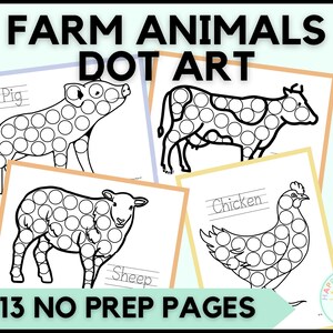 Farm Animals Dot Marker Worksheets for Kids Preschool Tracing Worksheets Farm Coloring Pages ...