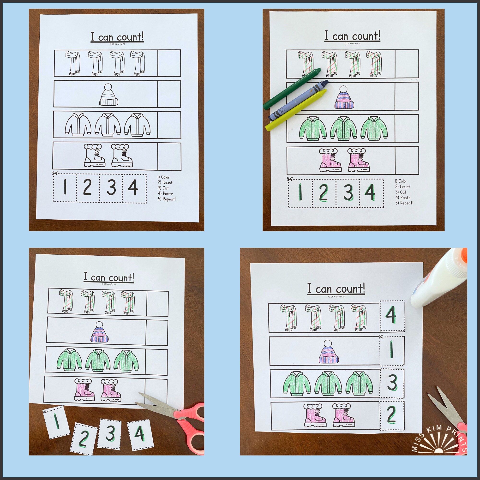 Winter Preschool Fine Motor Cutting Worksheets Winter Preschool ...