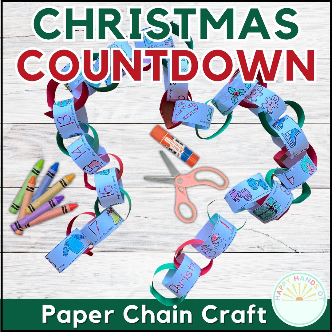 Christmas Countdown Paper Chain Garland Preschool Christmas Printables ...
