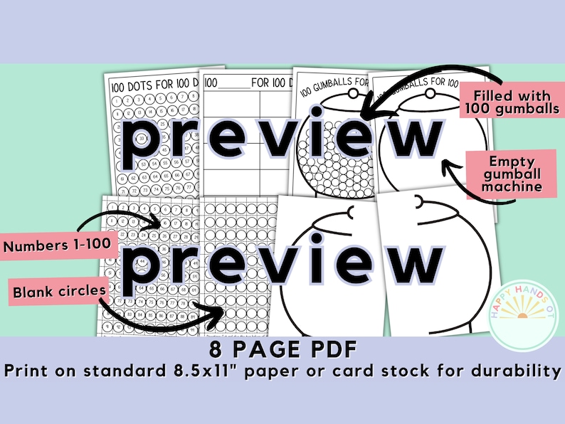 100th Day of School Gumball Craft 100 Days Celebration Printable ...