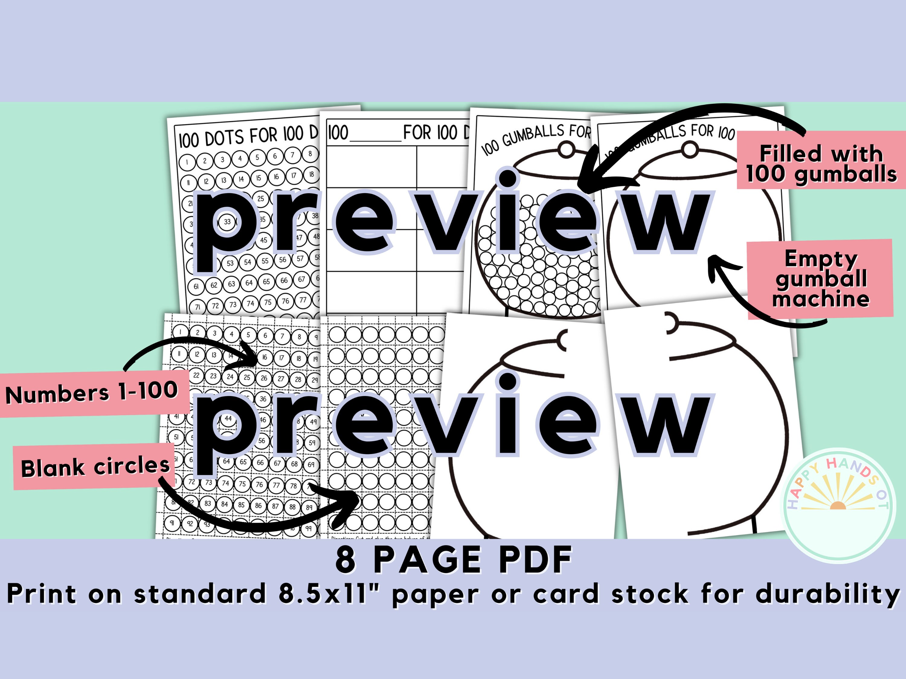 100th Day of School Gumball Craft 100 Days Celebration Printable ...