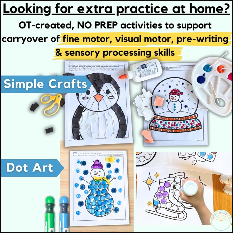 January Preschool Printables, Winter Fine Motor Skills, Winter Dot ...