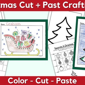 Christmas Printable Scissor Skill Kids Cut and Glue Preschool ...