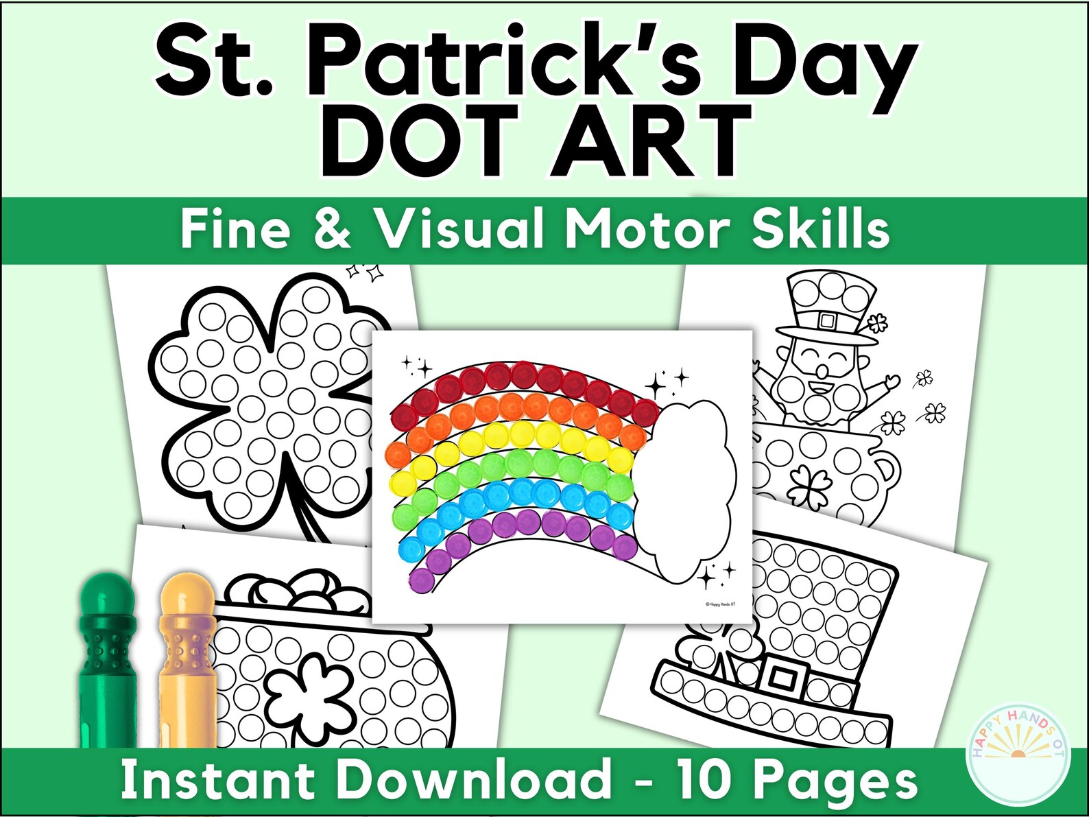 St Patricks Day Dot Art Preschool Worksheets for Kids Dot Marker ...