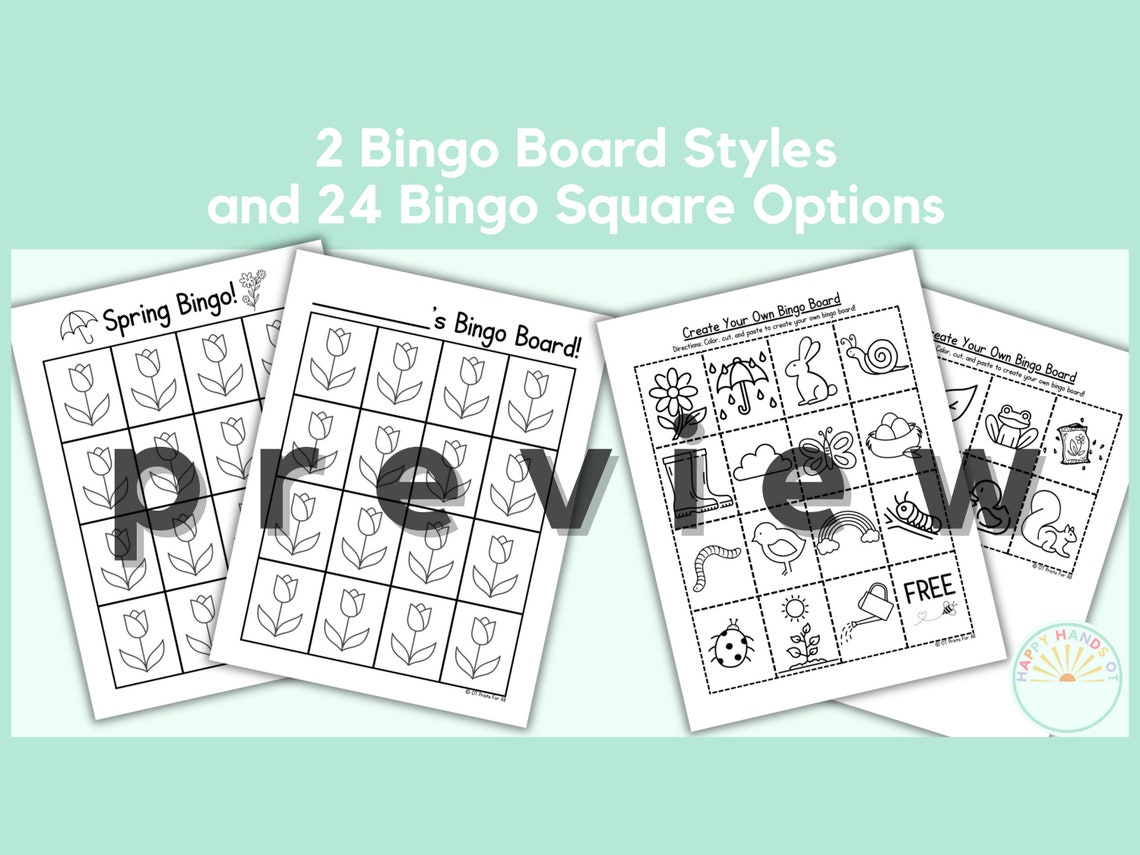 Spring Bingo Cards Make Your Own Bingo Game Spring March Activities Cut ...