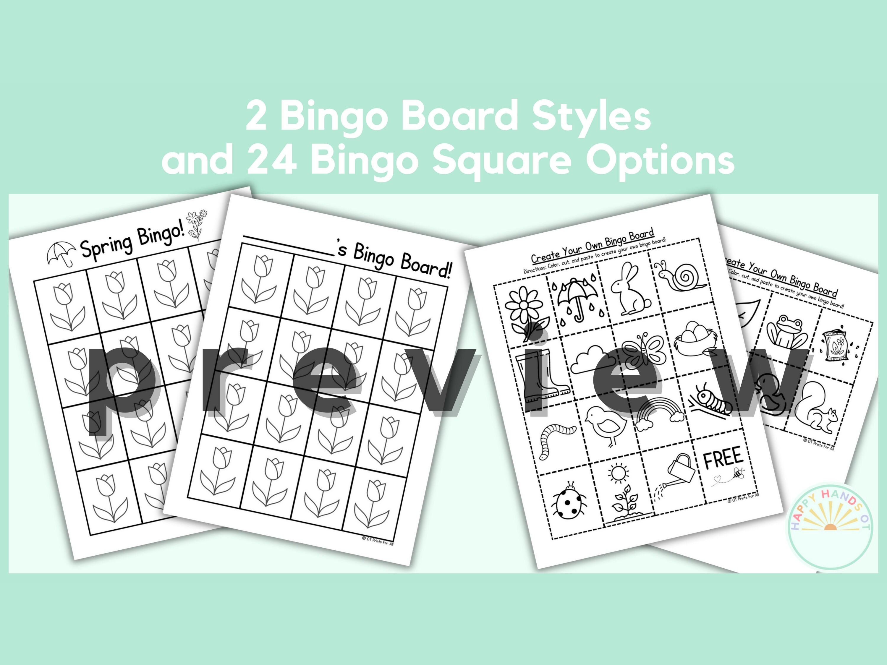 Spring Bingo Cards Make Your Own Bingo Game Spring March Activities Cut ...