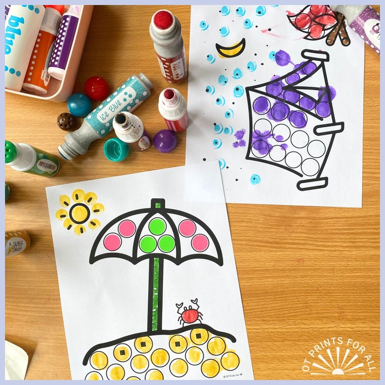 Summer Dot Art Printable Preschool Summer Worksheets for Kids Summer ...