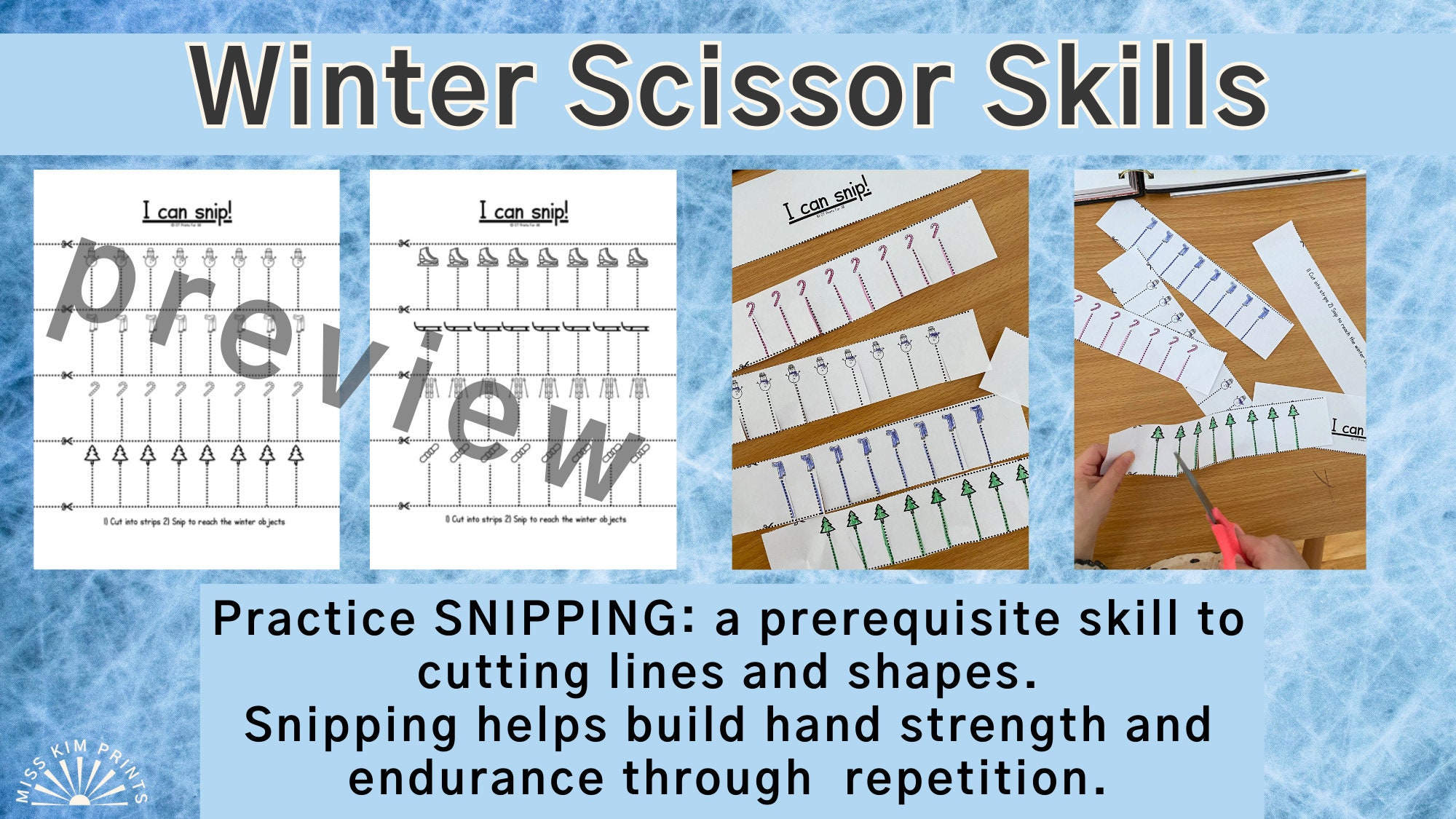 Winter Preschool Fine Motor Cutting Worksheets Winter Preschool ...