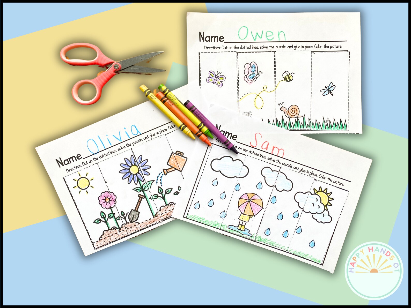 Spring Cut and Paste Puzzles Scissor Skill Preschool Worksheets for ...