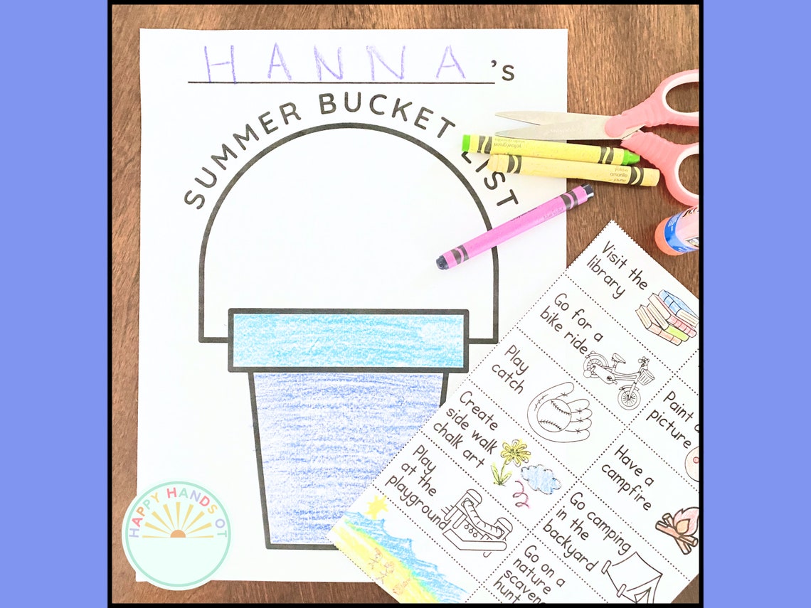 Summer Bucket List Craft Printable Prek Kindergarten Summer Break ...