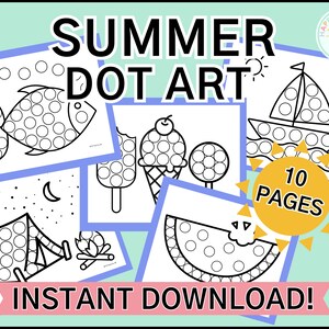 Summer Dot Art Printable Preschool Summer Worksheets for Kids Summer ...