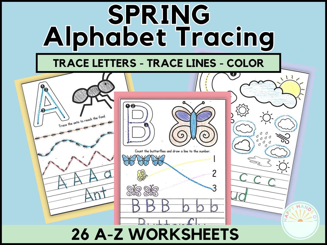 Spring Alphabet Tracing Worksheets for Kids Easter Alphabet Prek ...