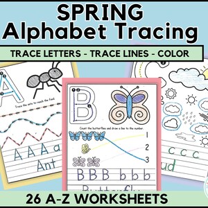 Spring Alphabet Tracing Worksheets for Kids Easter Alphabet Prek ...