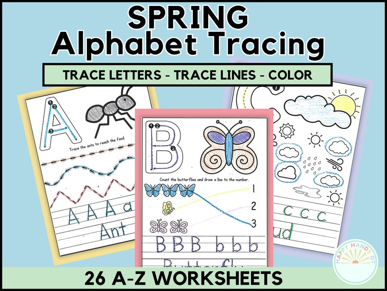 Spring Alphabet Tracing Worksheets for Kids Easter Alphabet Prek ...